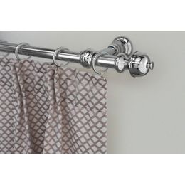 Gardinenstange Garesa, L:200cm &Oslash;:20mm, grau, Metall, Gardinenstangen, "ANDREA", Vorhanggarnitur, verl&auml;ngerbar, Endknopf Profil klein, mit Ringen