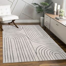 Teppich Paco Home, B:200cm H:15mm L:290cm, grau, Polypropylen (PP), Wohnzimmer, Teppiche, "Tuana 215", Kurzflor, Regenbogen, Hoch-Tief Struktur,