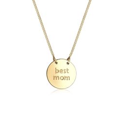 Elli Damen Kette mit Anhänger "Wording Muttertag Best Mom 925 Sterling Silber", 45, Silber 925 (Sterlingsilber), L: 45gold, Silber 925