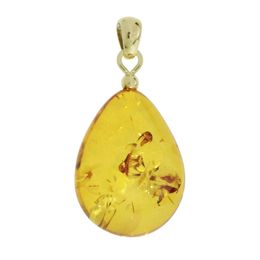 OSTSEE-SCHMUCK Damen Kettenanh&auml;nger "- Tropfen flach, ca. 22 mm lang - Gold 333/000 - Bernstein -", Bernstein, gold, Bernstein, Schmuckanh&auml;nger