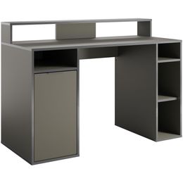Schreibtisch Home Affaire, B:125cm H:89cm T:55cm, grau, Jugendzimmer, Tische, "Orem", Gamingtisch mit T&uuml;r und Monitoraufsatz, Breite 125 x 55 cm