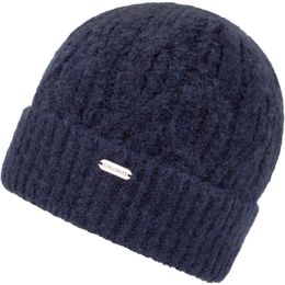 Chillouts Damen Beanie "Akina Hat", blau, Zopfmuster, unifarben, Materialmix, M&uuml;tzen, mit Zopfmuster, formbest&auml;ndig, nat&uuml;rliche W&auml;rmeisolierung