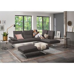 Ecksofa W.Schillig, B:284cm H:94cm T:224cm, grau, Flachgewebe S22 (100% Polyester), Wohnzimmer, Sofas, "broadway, Designsofa, mit tollem Sitzkomfort,