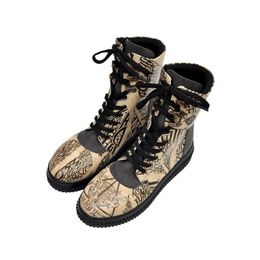 DOGO Damen Schnürboots "Future High Top Boots Deathly Hallows Harry Potter Damen", Gr. 40, beige, Lederimitat, Schuhe, Handgefertigt