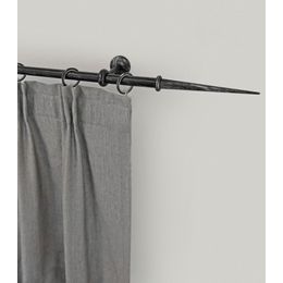 Gardinenstange Garesa, L:170cm &Oslash;:16mm, schwarz, Metall, Gardinenstangen, "ESPERANCA", rustikale Vorhanggarnitur, verl&auml;ngerbar, Endknopf Spitze, m.