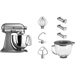 KitchenAid Küchenmaschine "5KSM125EOB", B:24cm H:36cm T:37cm, silber, Küchenmaschinen, mit Gratis Glasschüssel+3 Nudelvorsätzen