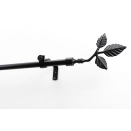 Gardinenstange Garesa, L:330cm &Oslash;:16mm, schwarz, Metall, Gardinenstangen, "SHEET mit offenem Tr&auml;ger", Vorhanggarnitur, verl&auml;ngerbar, Knopf mit