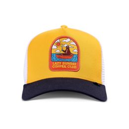Djinns Damen Trucker Cap "Djinns HFT Cap Sunday Sloth"mustard, navy, 60% Polyester, 30% Baumwolle, 10% Wolle, Caps