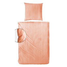 Bettw&auml;sche Primera, orange, Renforc&eacute;, Obermaterial: 100% Baumwolle, Jugendzimmer, Bettw&auml;sche, "Stone-Washed Style", Bettw&auml;sche mit Streifen aus 100 %