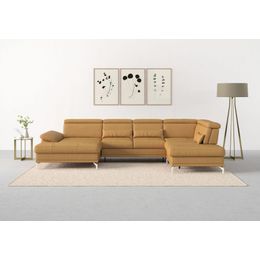 Sit & More Wohnlandschaft SIT & MORE, B:359cm H:87cm T:230cm, gelb, Sofas, "Cabrio U-Form, B: 359 cm, mit Sitztiefen-, Arm- & Kopfteilverstellung", 3