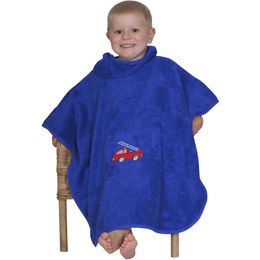 W&ouml;rner Badeponcho W&Ouml;RNER, L:60cm, blau, Frottier, Hausm&auml;ntel, "Feuerwehr royalblau", maschinenwaschbar, trocknergeeignet