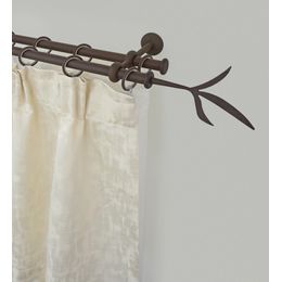 Gardinenstange Garesa, L:280cm &Oslash;:16mm, braun, Metall, Gardinenstangen, "ESPERANCA", rustikale Vorhanggarnitur, verl&auml;ngerbar, Endknopf Zweig, m. Ringe
