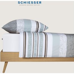 Spannbettlaken Schiesser, B:150cm L:200cm, wei&szlig;, Jersey-Elasthan, Obermaterial: 95% Baumwolle, 5% Elasthan, Bettlaken, "Flexi aus 95% Baumwolle und