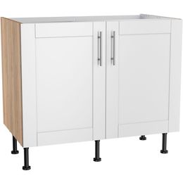 Sp&uuml;lenschrank KOCHSTATION, B:100cm H:87cm T:58,4cm, braun, K&uuml;che, Schr&auml;nke, "KS-Ahus", Breite 100 cm
