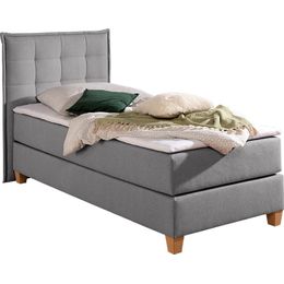 Boxspringbett Home Affaire, B:110cm L:209cm, grau, Komplettbetten, inklusive Komfortschaum-Topper