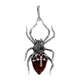 OSTSEE-SCHMUCK Damen Kettenanh&auml;nger "- Spinne - Silber 925/000 - Bernstein&Schmuckstein", Silber 925 (Sterlingsilber), silber, Silber 925