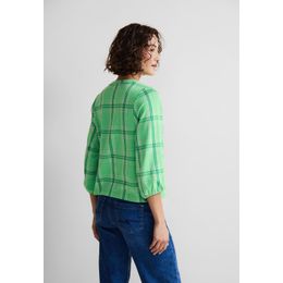 Street One Damen 3/4-Arm-Shirt, gr&uuml;n, Gr. 42, kariert, Stoff, 34% Viskose, 63% Polyester, 3% Elasthan, Shirts, mit Rundhalsausschnitt