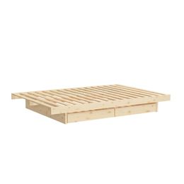 Bettgestell Karup Design, B:162cm H:25cm L:200cm, beige, Betten, "Kanso Bed, Stauraumbett, Bett mit oder ohne Schubladen", Bett mit/ohne Schubladen,