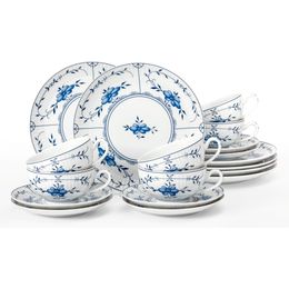 Seltmann Weiden Teeservice "Geschirr-Set, 18 Teile, Amina Strohblume, groß", 18 Stk., weiß, Geschirr-Sets, Stäbchenrelief, die Strohblume, Blütenmotiv