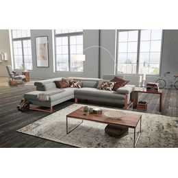Ecksofa W.Schillig, B:281cm H:71cm T:230cm, grau, Flachgewebe S22 (100% Polyester);Stoff S37 (100% Polyester);Longlife Xtra-Leder Z59: Glattleder mit