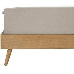 Spannbettlaken Schiesser, B:100cm L:200cm, beige, Jersey-Elasthan, Obermaterial: 97% Baumwolle, 3% Elasthan, Bettlaken, "Elli aus 97% Baumwolle und