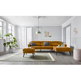 Ecksofa OTTO HOME, B:302cm H:86cm T:178cm, gold, Samtoptik (100% Polyester);Luxus-Microfaser weich (100% Polyester);Struktur (100%