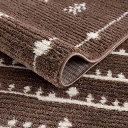 Teppich Carpet City, B:80cm H:10mm L:300cm, braun, Polyester, Wohnzimmer, Teppiche, "April 2308", L&auml;ufer, weich durch Microfaser, Boho Ethno Look,