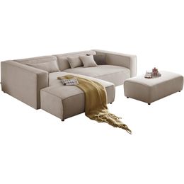 Ecksofa, B:288cm H:66cm T:198cm, beige, LeGer Home by Lena Gercke, 100% Polyester, Sofas, "PIARA XXL, L-Form, Schlaffunktion, Cord, Leinenoptik o.