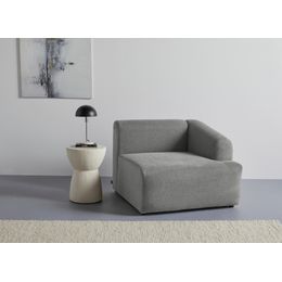 Sessel, B:96cm H:74cm T:96cm, grau, LeGer Home by Lena Gercke, 100% Polyester, Wohnzimmer, Sessel, "LYZA mit Armlehne links oder rechts, Maße B/T/H: