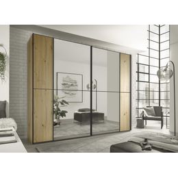 Schwebet&uuml;renschrank STAUD, B:298cm H:222cm T:68cm, braun, Holzwerkstoff, Schr&auml;nke, "Sonett 220G, Made in Germany", mit vier verschiedenen