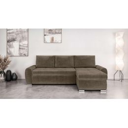 Ecksofa Home Affaire, B:237cm H:89cm T:166cm, grau, 100% Polyester, Wohnzimmer, Sofas, "HAVERHILL Schlafsofa mit Bettkasten, Maße B/H/T: 237/89/166