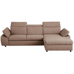 Ecksofa Home Affaire, B:287cm T:178cm, braun, Struktur fein (100% Polyester);Luxus-Microfaser Lederoptik (100% Polyester);Soft clean (98% Polyester,