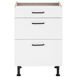 Unterschrank Optifit, B:60cm H:87cm T:58,4cm, wei&szlig;, Holzwerkstoff, K&uuml;che, Schr&auml;nke, "Elga", mit Soft-Close-Funktion, h&ouml;henverstellbare F&uuml;&szlig;e, Breite