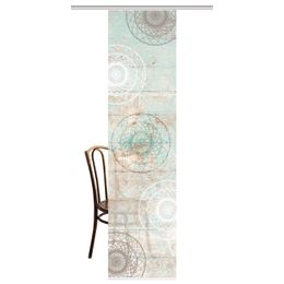 Schiebegardine HOME IN GREEN, B:60cm H:245cm, gr&uuml;n, Polyester, Wohnzimmer, Gardinen, "MANDOSA", DIGITALBEDRUCKT, BAMBUSOPTIK RECYCELT