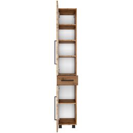 Seitenschrank Welltime, B:30cm H:180cm T:35cm, braun, Holzwerkstoff, MDF, Schlafzimmer, Schr&auml;nke, "Luena", Breite 30 cm, mit Metall-Auszug und
