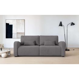 3-Sitzer OTTO HOME, B:228cm H:96cm T:110cm, grau, 100% Polyester, Sofas, "JIGGS wahlweise Schlafsofa mit Bettkasten, Maße B/H/T: 228/96/110 cm", Sofa