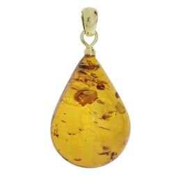 OSTSEE-SCHMUCK Damen Kettenanh&auml;nger "- Tropfen ca. 26 mm lang - Gold 333/000 - Bernstein -", Bernstein, gold, Bernstein, Schmuckanh&auml;nger