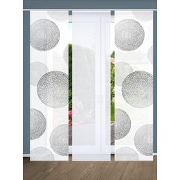 Schiebegardine HOME IN GREEN, B:60cm H:245cm, grau, Polyester, Wohnzimmer, Gardinen, "GINNY", SET DIGITALDRUCK,BAMBUSOPTIK RECYCELT