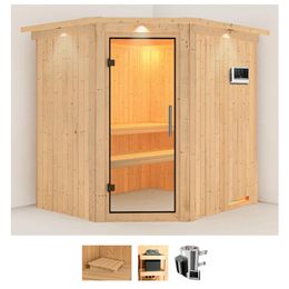 Karibu Sauna "Laila", Bio-Kombiofen, externe Steuerung, 3,6 kW, beige, Saunen, Ofen 3,6 kW Bio-Ofen externe Strg. easy