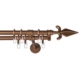 Gardinenstange Garesa, L:180cm &Oslash;:16mm, braun, Metall, Gardinenstangen, "RUSTIKA", rustikale Vorhanggarnitur, verl&auml;ngerbar, m. Ringe, Endknopf Pfeil