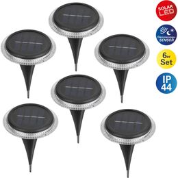 Näve LED Solarleuchte NÄVE, B:11,2cm H:11cm L:11cm, schwarz, Garten, Leuchten, "6er Set Solar-Boden-Erdspießleuchte", Inkl. Dämmerungssensor