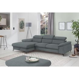 Ecksofa COTTA, B:244cm H:72cm T:166cm, grau, Microfaser (100% Polyester);Flachgewebe (100% Polyester), Wohnzimmer, Sofas, "Kitty L-Form, B: 242 cm",