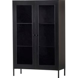 Vitrine Woood, B:100cm H:155cm T:40cm, schwarz, FSC-zertifizierter Holzwerkstoff, Schr&auml;nke, "Xam", aus Kiefernholz, Breite 100 cm
