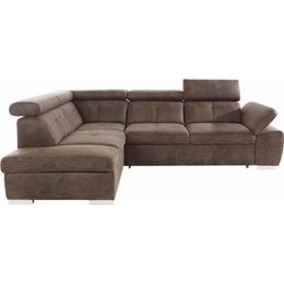 Ecksofa, B:274cm H:81cm T:206cm, braun, exxpo - SOFA FASHION, NaturLEDER (echtes Rindsleder) in Sitz und R&uuml;cken. Korpus in passendem Kunstleder