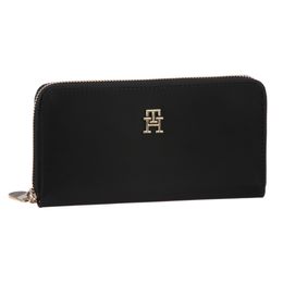 Tommy Hilfiger Damen Geldb&ouml;rse "POPPY NEW LARGE ZA WALLET", schwarz, Lederimitat, Kleinlederwaren, mit goldfarbenen Details