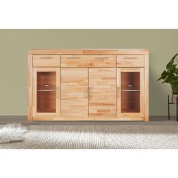 Highboard, B:182cm H:107cm T:42cm, beige, VOGL M&Ouml;BELFABRIK, Wohnzimmer, Sideboards, "Toronto", opt. Glast&uuml;ren, teilmassiv, Rahmenoptik, Made in