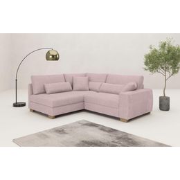 Ecksofa MR. COUCH, B:227cm H:68cm T:190cm, rosa, Stripes (92% Polyester / 8% Nylon), Wohnzimmer, Sofas, "Hilla L-Form, bis 140 kg belastbar", mit