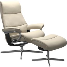 stressless "View" Set, Relaxsessel mit Hocker, mit Hocker, mit Cross Base, Gr&ouml;&szlig;e S, M & L, Holzakzent Schwarz