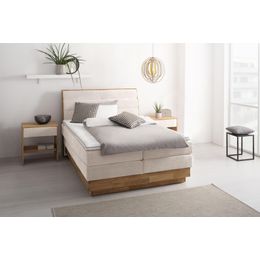 Boxspringbett OTTO products, B:164cm L:216cm, beige, Polyester, Komplettbetten, "JENNA in verschiedenen Farben und Breiten erhältlich",