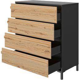Schubkastenkommode GAMI, B:94cm H:104cm T:45cm, schwarz, Spanplatte, Sideboards, "Mimizan"